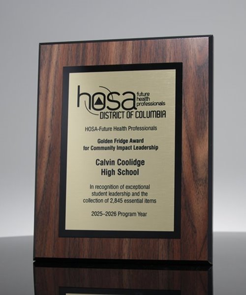 Black-Edge Walnut Value Plaque With Gold Plate | Edco Awards