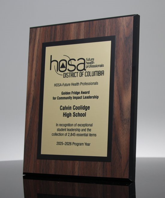 Black-Edge Walnut Value Plaque With Gold Plate | Edco Awards