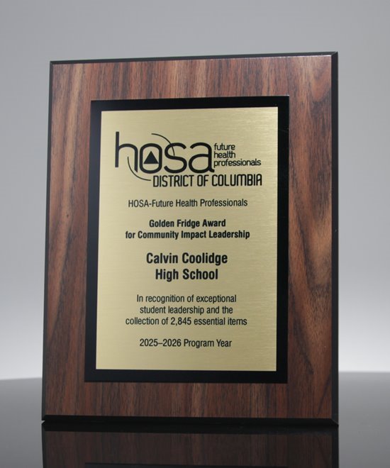 Black-Edge Walnut Value Plaque With Gold Plate | Edco Awards