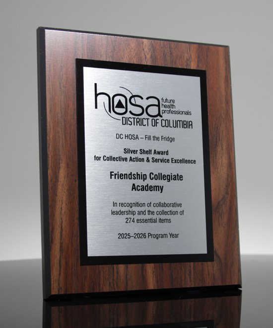 Black-Edge Walnut Value Plaque With Silver Plate | Edco Awards