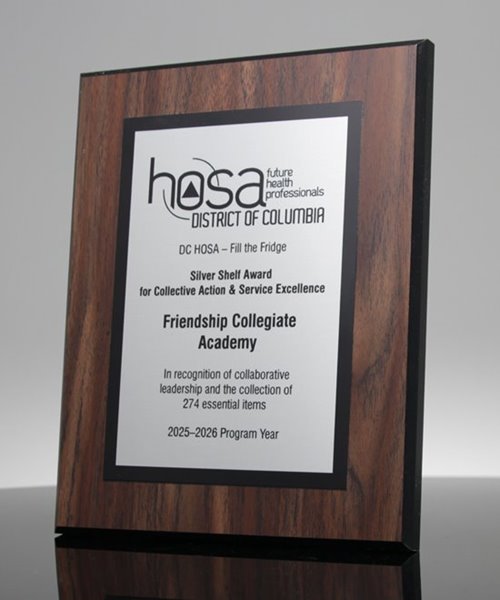 Black-Edge Walnut Value Plaque With Silver Plate | Edco Awards