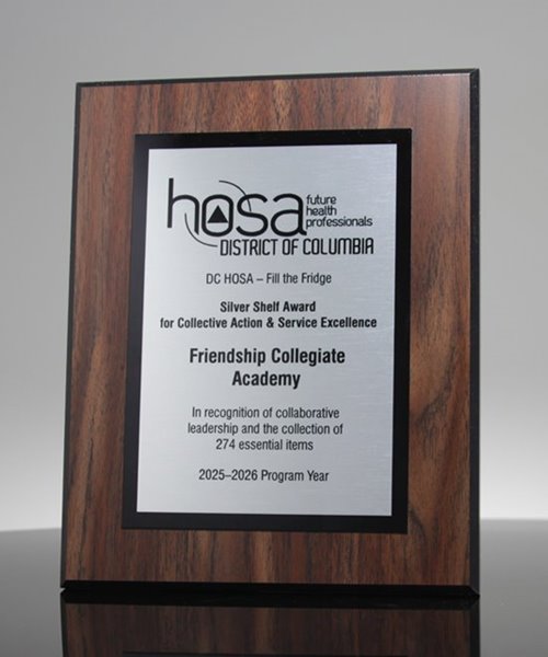 Black-Edge Walnut Value Plaque With Silver Plate | Edco Awards