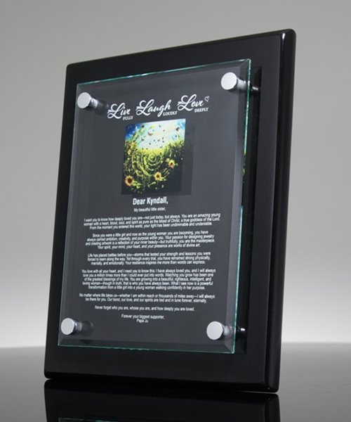 Black Piano Floating Glass Plaque | FPG2810, FPG2912 | Edco Awards
