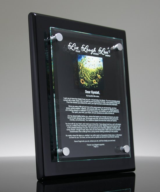 Black Piano Floating Glass Plaque | FPG2810, FPG2912 | Edco Awards