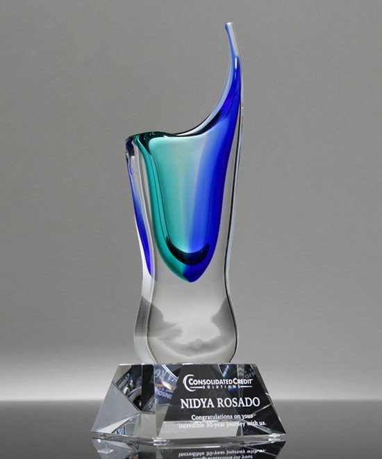 Radiance Sapphire Art Glass Vase - Clear Base | Edco Awards