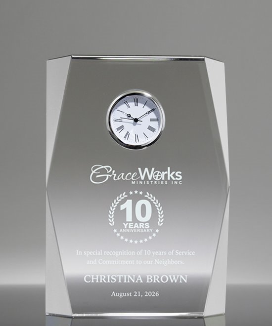 Faceted Crystal Clock Award | Edco Awards