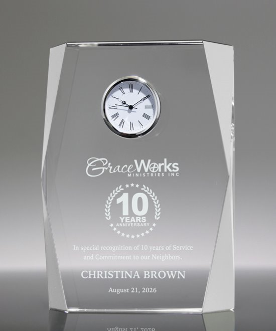 Faceted Crystal Clock Award | Edco Awards