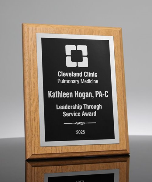 Upstate Oak Laser Engraved Silver Plaque | Edco Awards