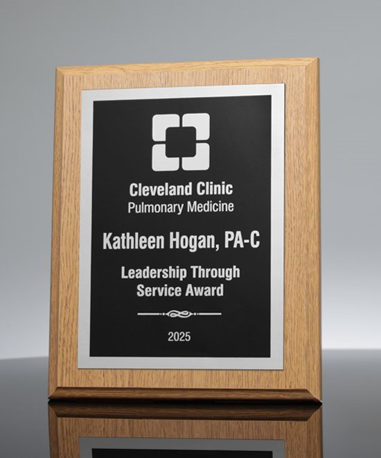 Upstate Oak Laser Engraved Silver Plaque | Edco Awards