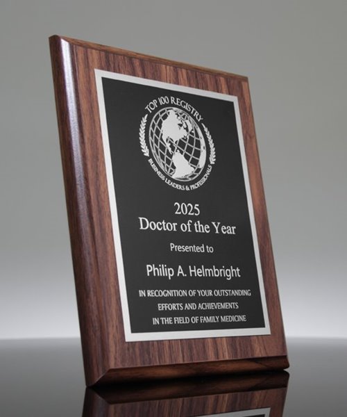 Traditional Walnut Finish Plaque | Laser Engraved | Edco Awards