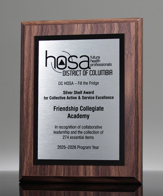 Traditional Walnut Finish Plaque | Silver Plate | Edco Awards