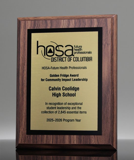 Traditional Walnut Finish Plaque | Gold Plate | Edco Awards
