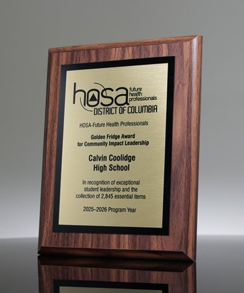 Traditional Walnut Finish Plaque | Gold Plate | Edco Awards