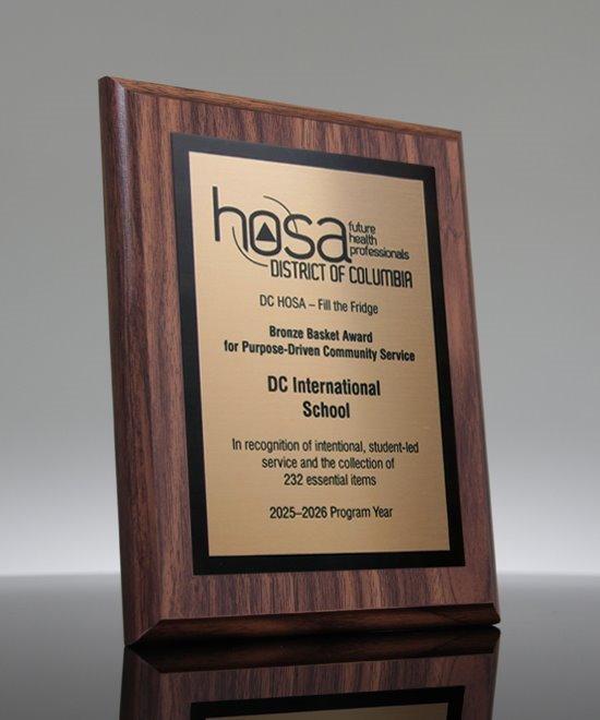 Walnut Rose Gold Plaque | Engraved Award | Edco Awards