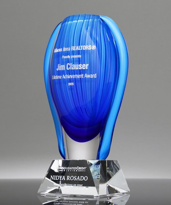 Elevated Azure Fontana Trophy Vase Award | Edco Awards