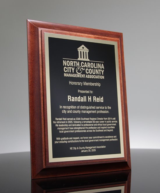 Raised-Panel Cherry Plaque | Laser Engraved | Edco Awards