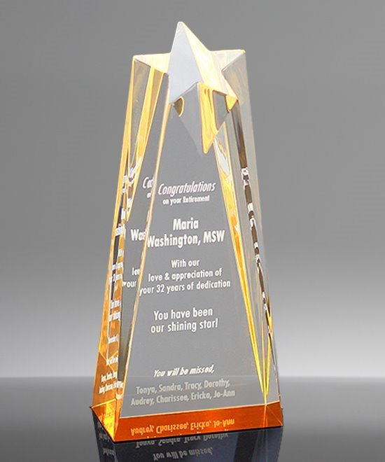 Gold Acrylic Star Tower Award | STW-AG | Edco Awards