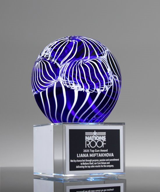Intrigue Art Glass Award | Anemone Sphere Trophy | Edco Awards