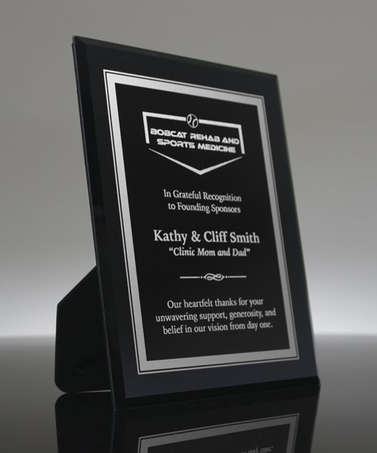 Tuxedo Glass Plaque - Silver Engraving | Edco Awards